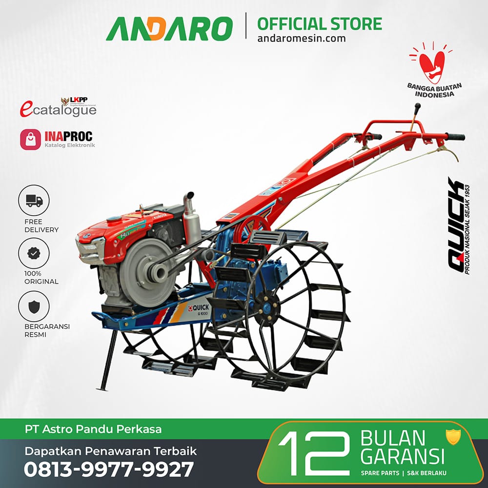 Traktor Sawah QUICK G 1000 | Mesin Kubota RD 85 DI-2S | Harga Terbaru ...