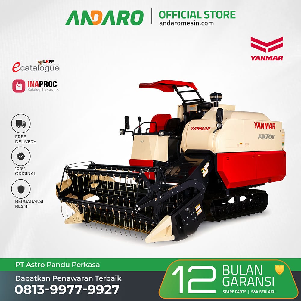 Mesin Panen Padi YANMAR AW70V | Combine Harvester 70 HP | Harga Terbaru ...