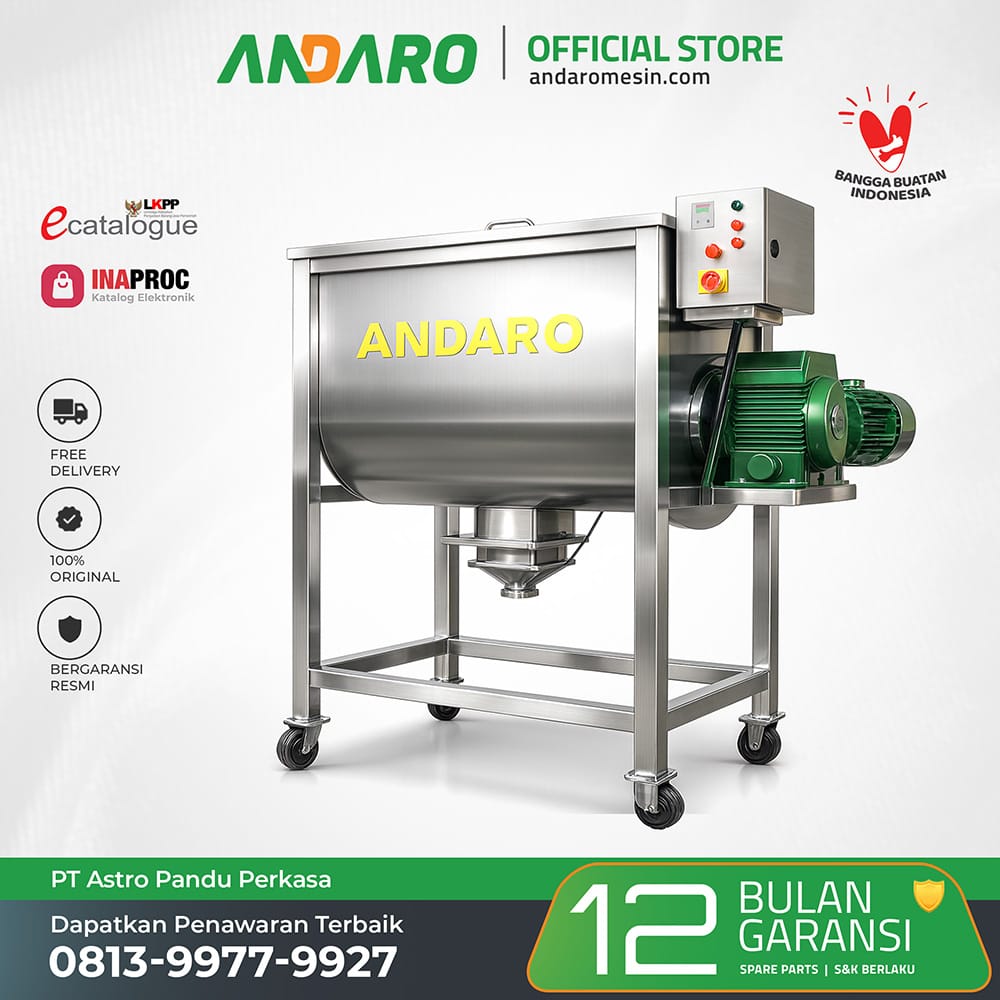 Mesin Ribbon Mixer RMX-200K | Pengaduk Tepung 200 Kg/Proses | Harga ...